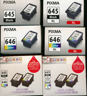 Canon Pixma ink cartridge 645 645XL Black or 646 646XL Colour single ...