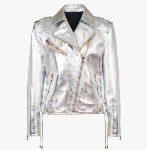 NEW Handmade Party Genuine Silver Jacket Motorcycle Women Lambskin ...