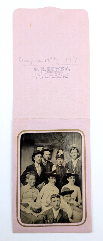 1/4 Plate Tintype Group Photo Men Women Victorian Fashion Troy PA 1884 ...