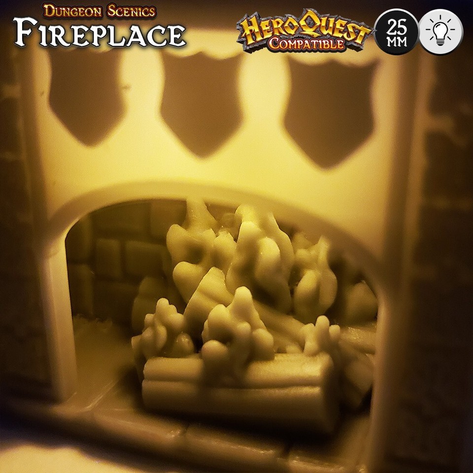 25mm D&D LED Fireplace HeroQuest Compatible HD Dungeon Terrain ...