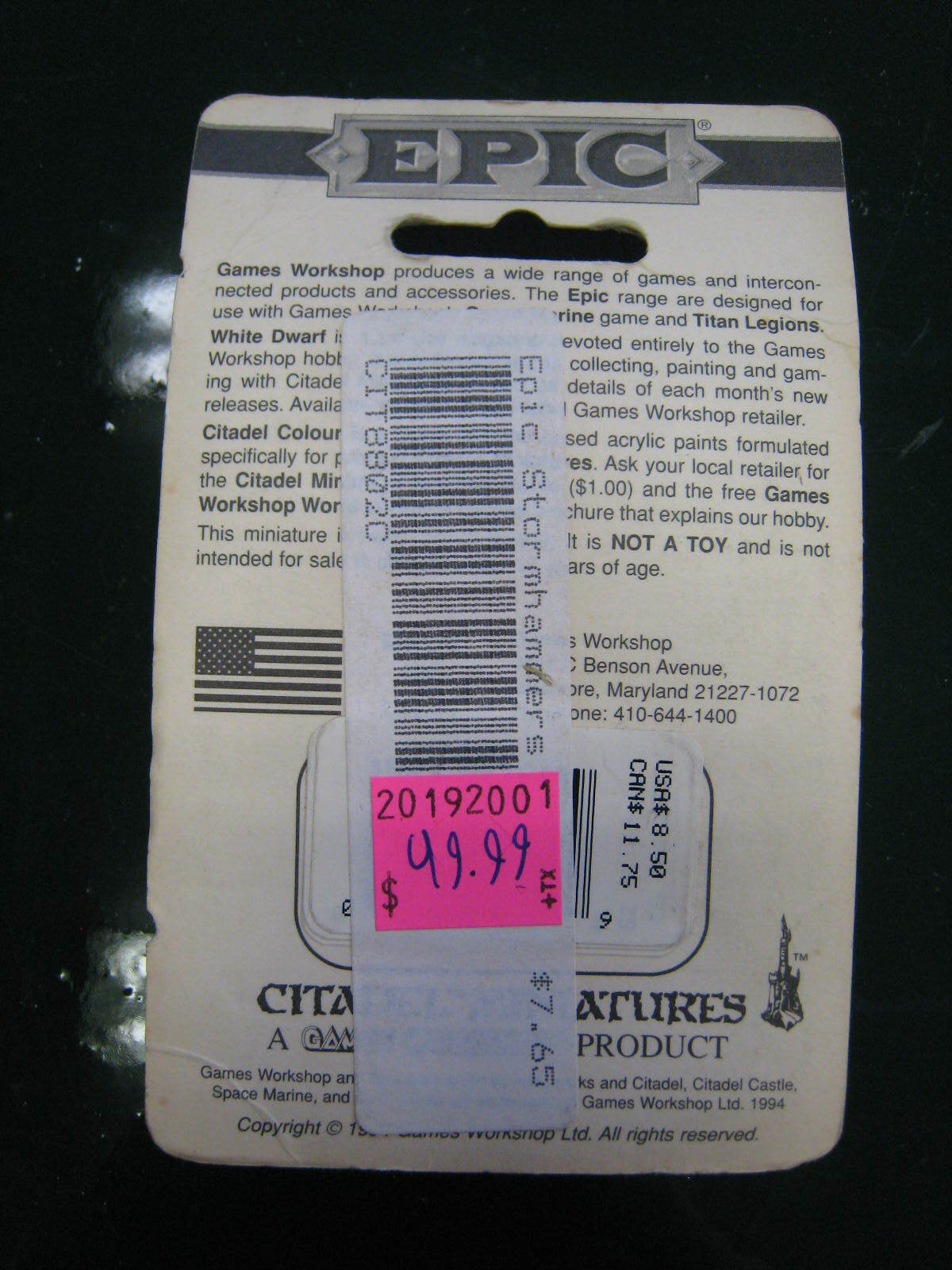 Warhammer Epic 40K Stormhammer Metal Miniature New in Blister Pack 1994 ...