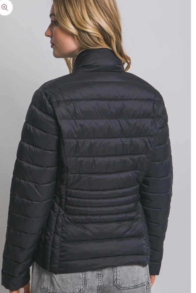 Love Tree Ultra Light Packable Puffer Jacket Black Zip Up Women’s M ...