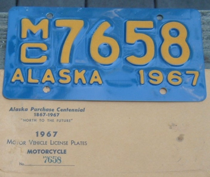 ALASKA Centennial Vintage 1967 License Plate with original envelope MC ...