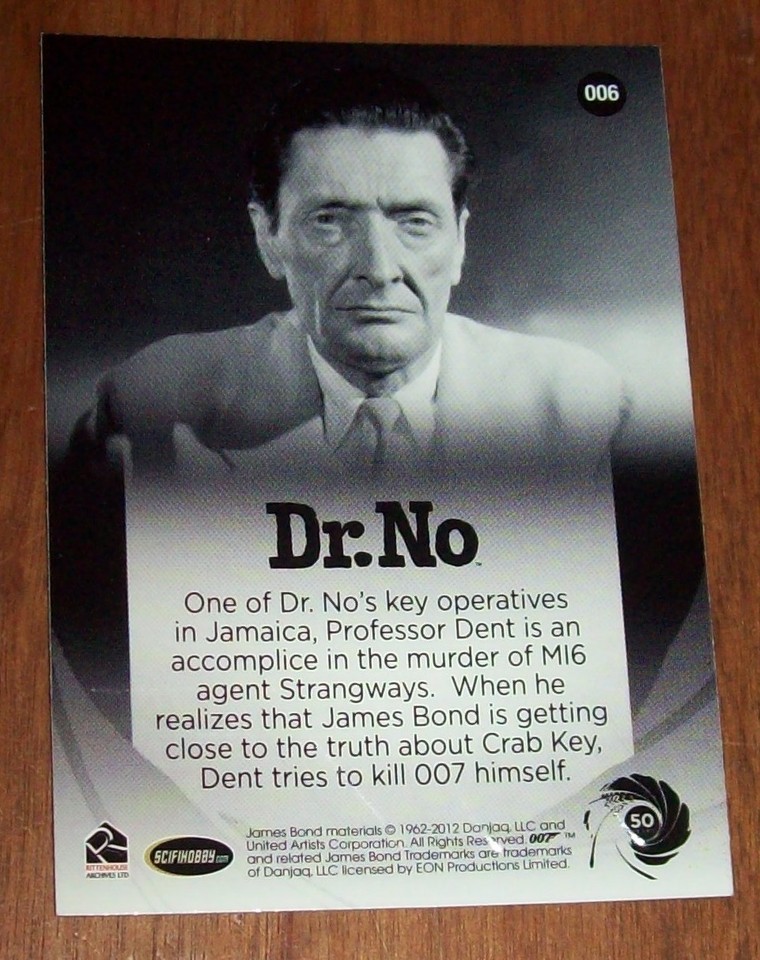 2015 Rittenhouse James Bond Dr. No Professor Dent Gold Card-006 | eBay