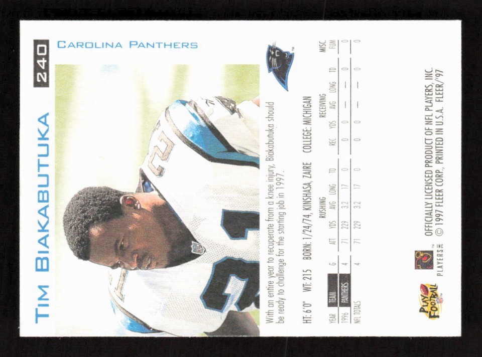 1997 Fleer #240 Tim Biakabutuka Carolina Panthers | eBay