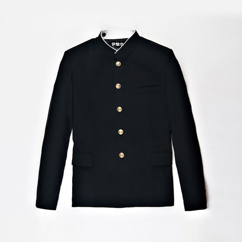 Mens Single Breasted Mandarin Collar Jacket Blazer School Uniform Slim ...