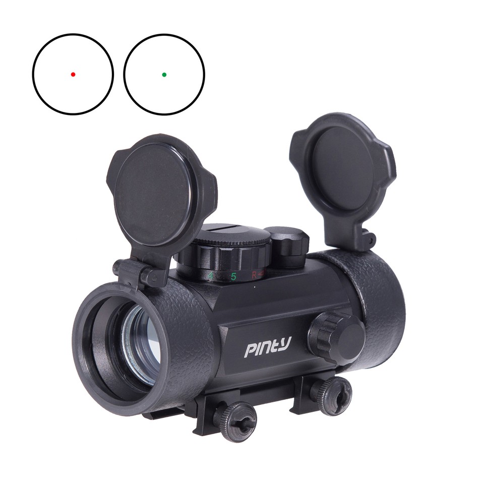 Pinty Hunting Reflex Red Green Dot Sight Scope w Flip-up Lens Covers ...