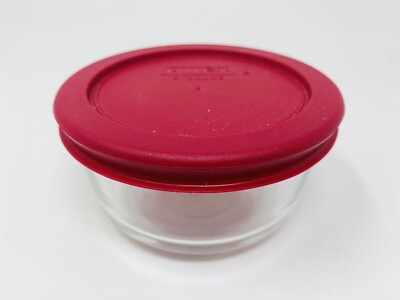 PYREX *1-Cup Glass Bowl* & Red Plastic Lid, Round Food Storage 3.75"Dia ...