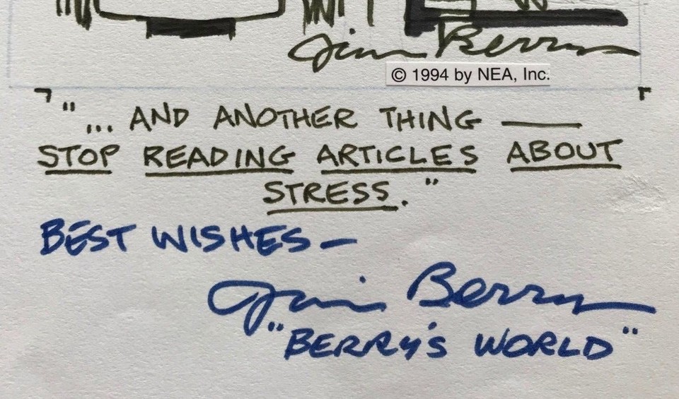 Jim Berry, Original Cartoon Artwork signed, "Berry's World", 1994 | eBay