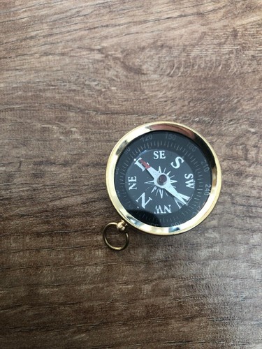small POCKET COMPASS Solid Brass double albert pocket watch chain fob ...