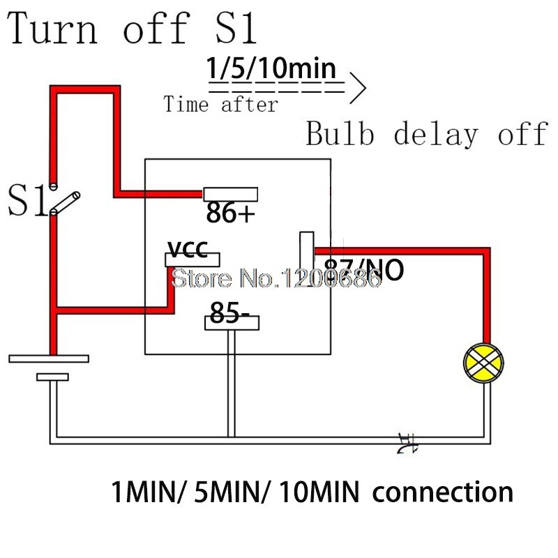 Auto Time Delay Relay 12V Automotive 10 Second Times Delay Relay 30A ...