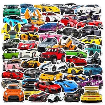 50 PCS Cool Racing Car Stickers Automotive Laptop Hydro Yeti Decal Free ...