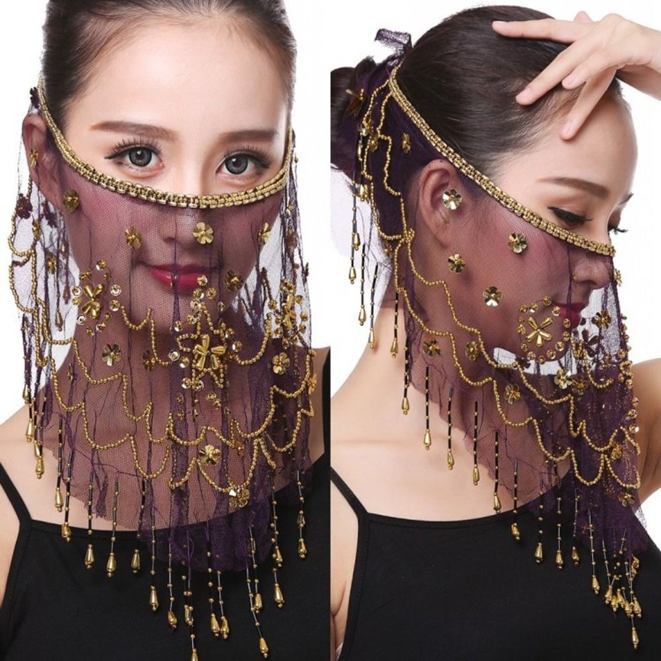 Face Veil Belly Dancing Veils Costumes Mesh Face Veil Indian Belly ...