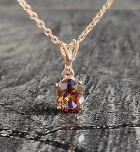 1Ct Oval Lab Created Chocolate Diamond 14K Rose Gold Plated Solitaire ...