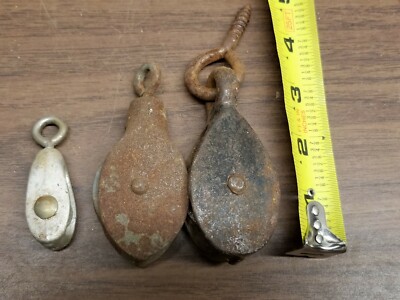 Vintage Miniature Small Steel Pulleys, Lot Of 3 Rope Rigging | eBay
