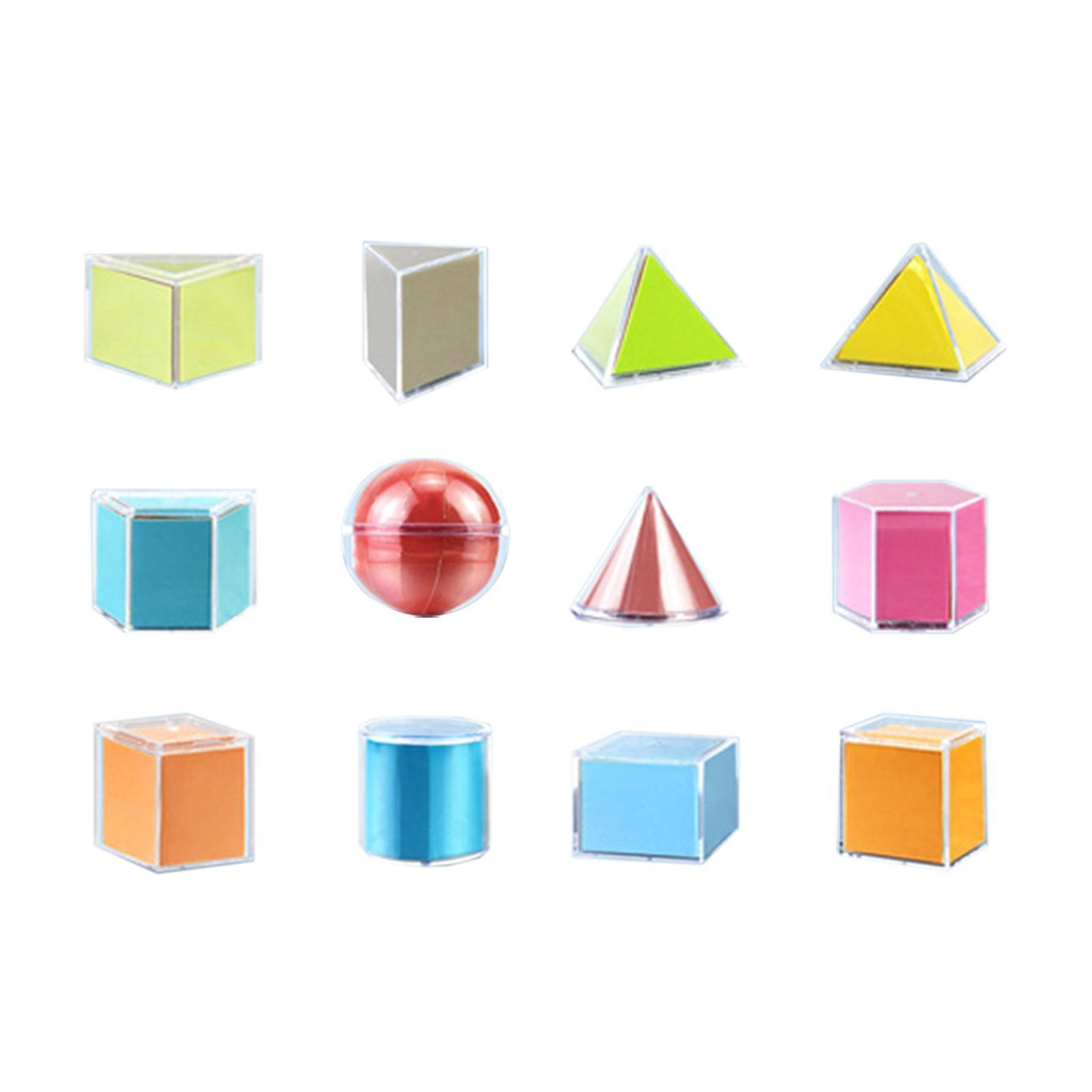 12 Pieces 3D Shapes Geometric Set Manipulatives Learning Toys for ...