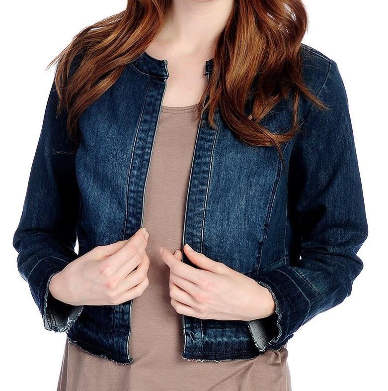NEW Indigo Thread Co. Stretch Denim Released Hem Open Front Jacket - Sz ...