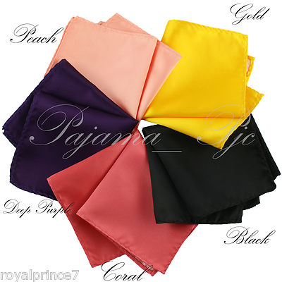5 colors Hankerchief Pocket Square Hanky 10 inches Coral Black Peach ...