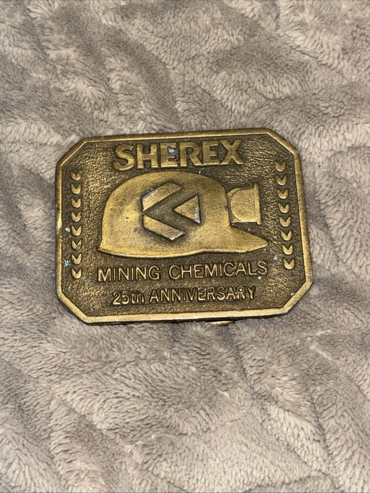 (7) Vintage Belt Buckles Chevy, Wildlife, Sherex, Smith-Gruner, Mining ...