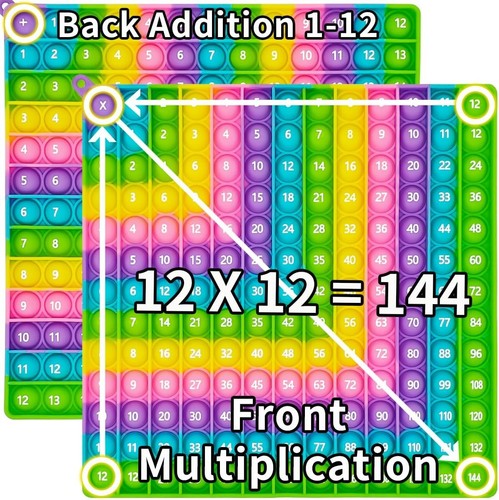 12x12 Math Pop Board for Kids - Interactive Multiplication Table Chart ...