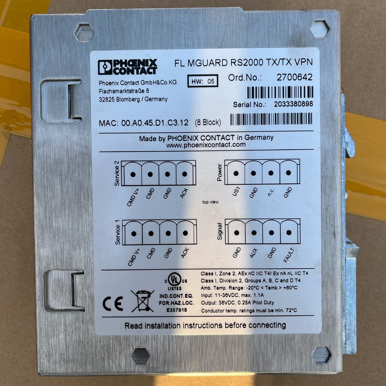 1PC UESD PHOENIX CONTACT FL MGUARD RS2000 2700642 TX/TX VPN router ...