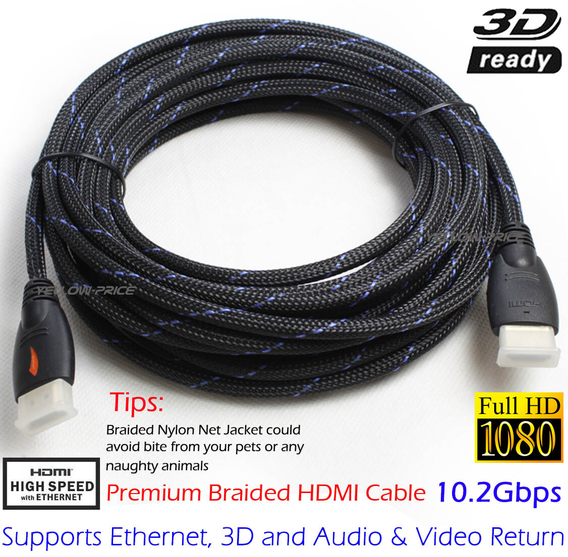 Braided-Short&Long Ultra HD HDMI Cable AU Lot - 4K 1M 2M 3M 5M 8M 10M ...