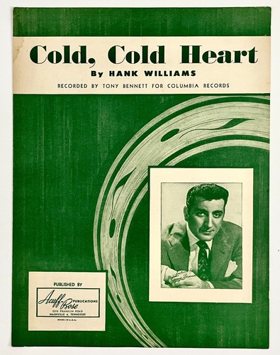 1951 Cold Cold Heart Tony Bennett Vintage Sheet Music Piano Vocal Hank ...