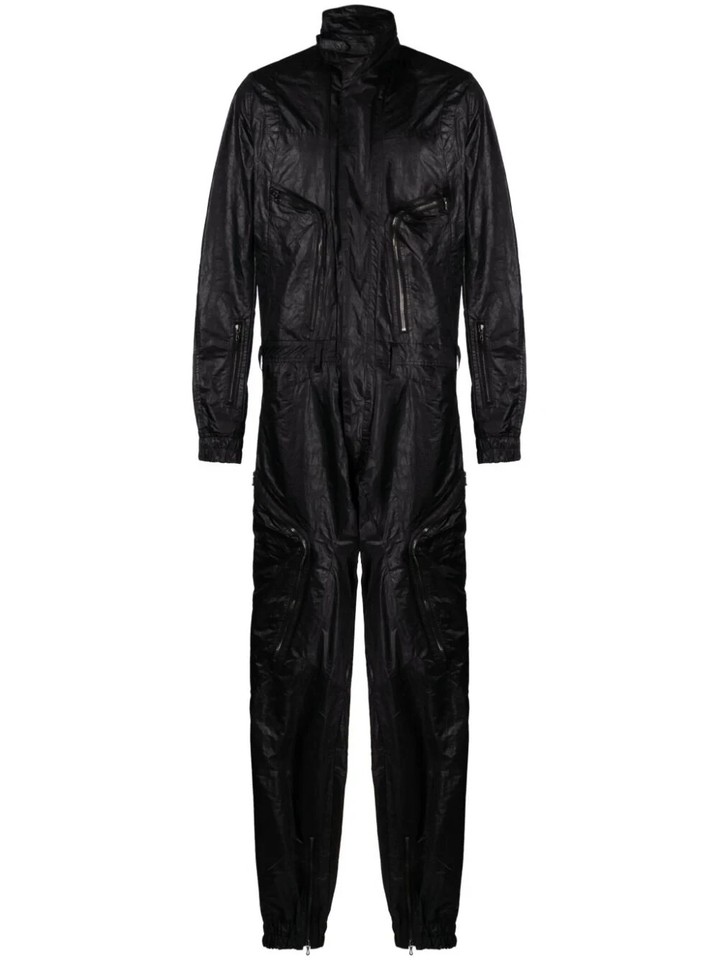 Mens Real Leather Jumpsuit Leather Jacket Black leather Catsuit Mens ...