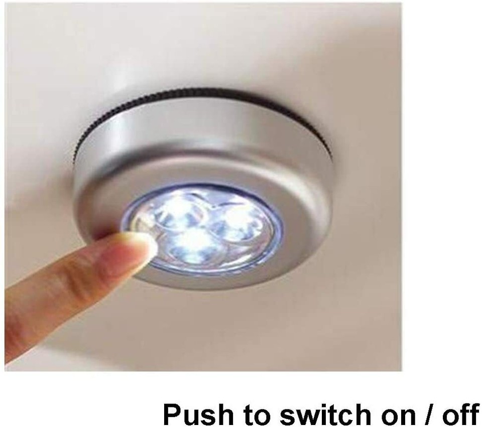 LED Push Light Touch Self-Stick On Click Button Spot Tap Lamp | eBay