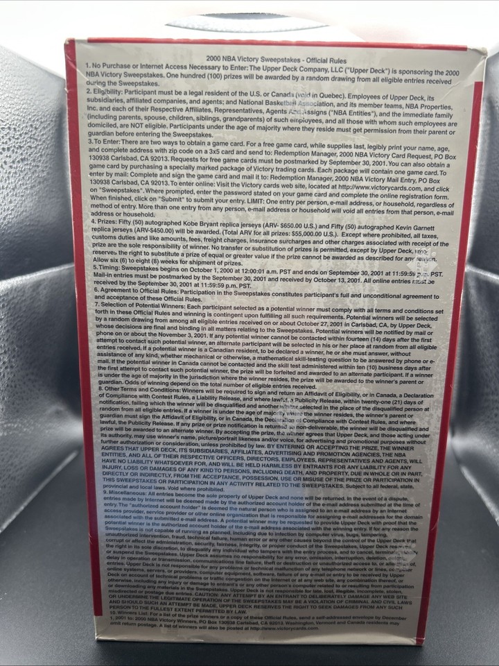 Upper Deck Victory 2000-2001 Basketball Sealed Box | eBay