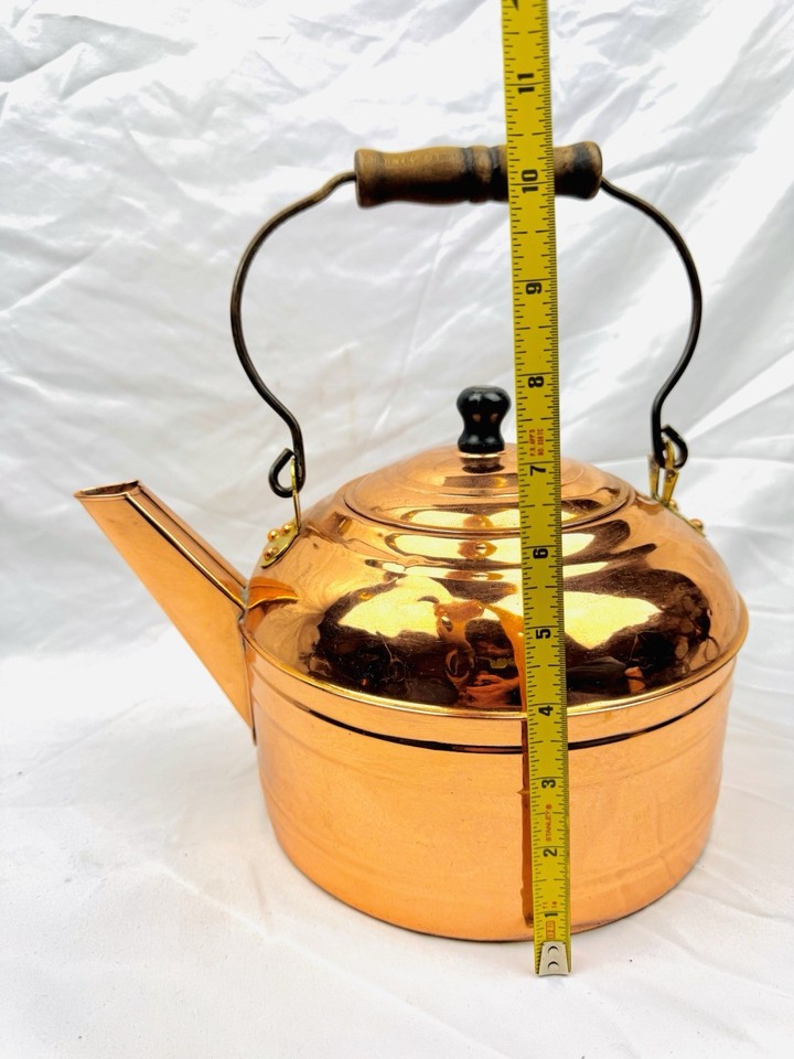 Paul Revere Ware Vintage Copper Tea Kettle with Wooden Handle Large 8 ...