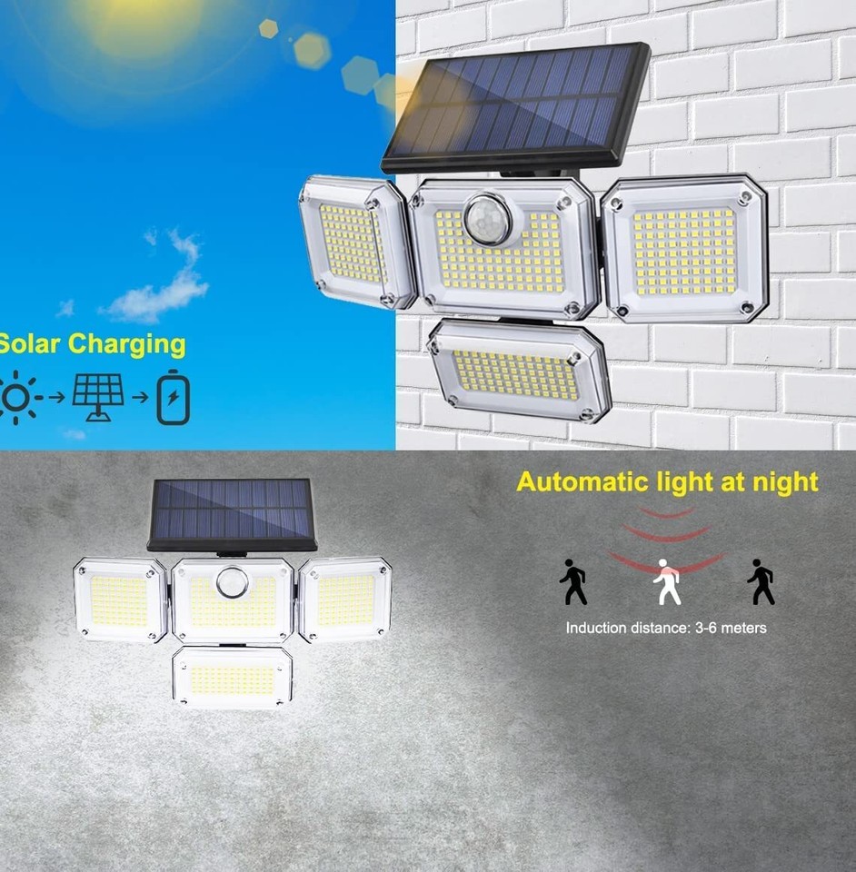 3000LM 333 LED Solar Lights Outdoor Waterproof Motion Sensor Security ...
