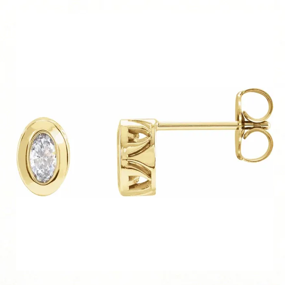 Earring Mountings Oval Back Set Filigree Bezel Push Back Post in 14K ...