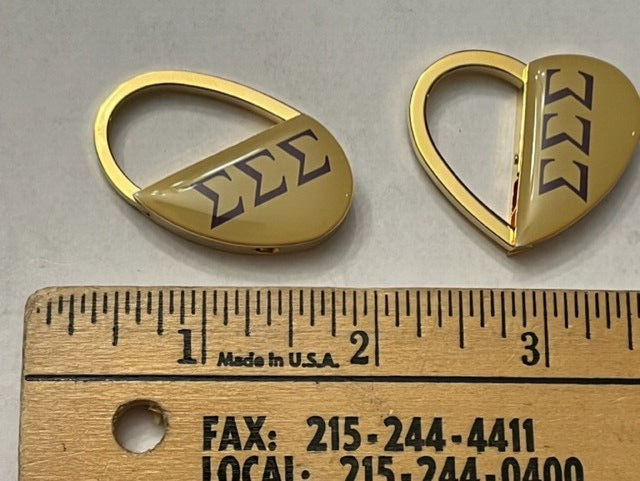 Set of 2 Sigma Sigma Sigma Heart/Oval Key Chains Rings Fobs LICENSED ...