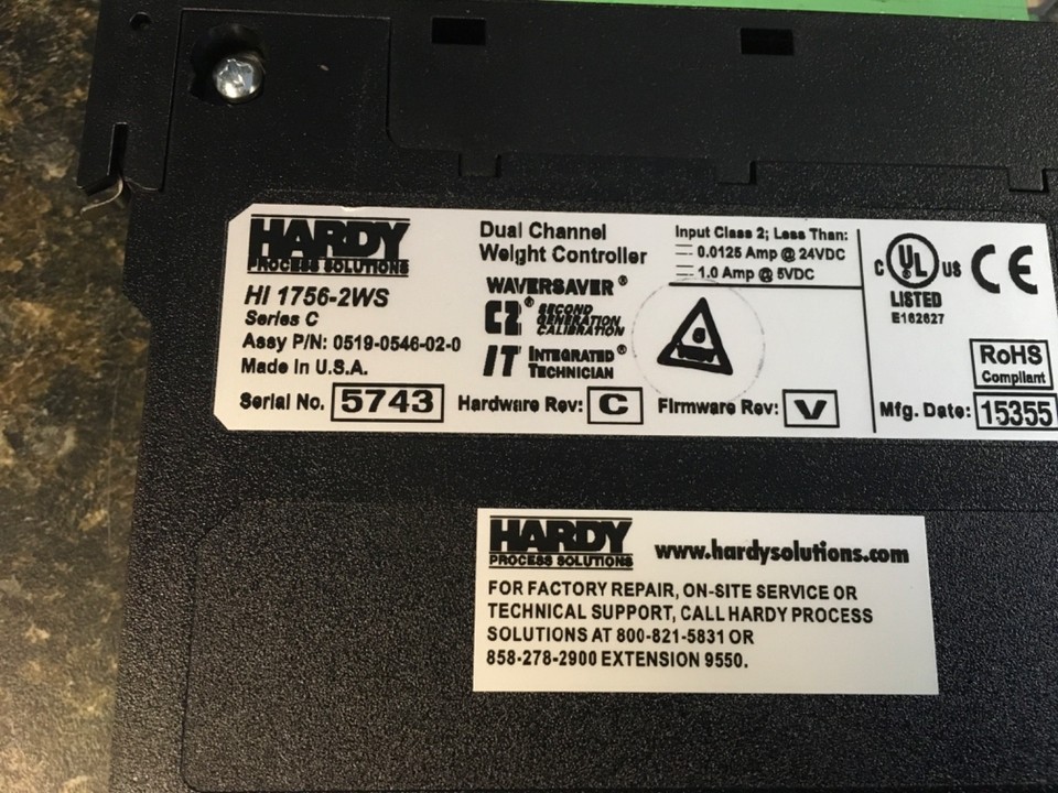 HARDY PROCESS SOLUTIONS HI 1756-2WS Dual Channel Weight Controller Ser ...