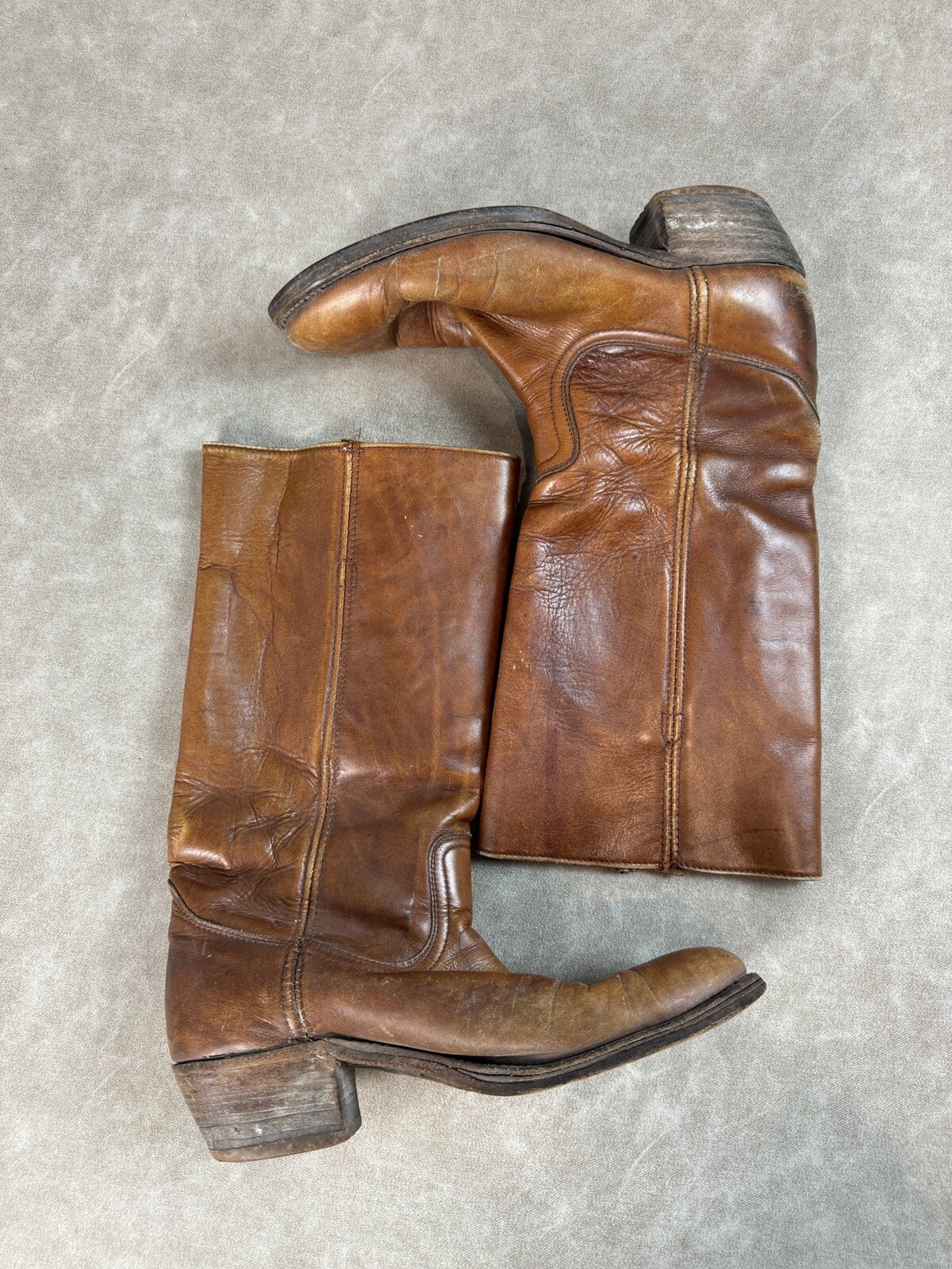 Vintage 80s Frye Campus Boots Mens 8.5 Brown Round To… - Gem