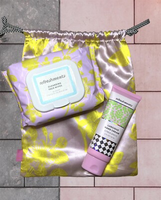 Refreshments Cleansing Face Wipes & Luscious Hand Cream Duo W/ Bag NEW ...
