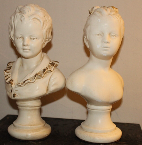 Vintage Alexander Backer Co Chalkware Bust Boy And Girl reproduction | eBay