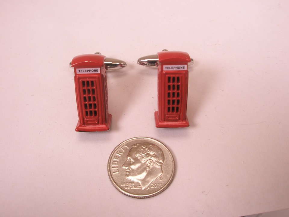 Red Telephone Box MODERN Cuff Links kiosk london uk malta bermuda ...