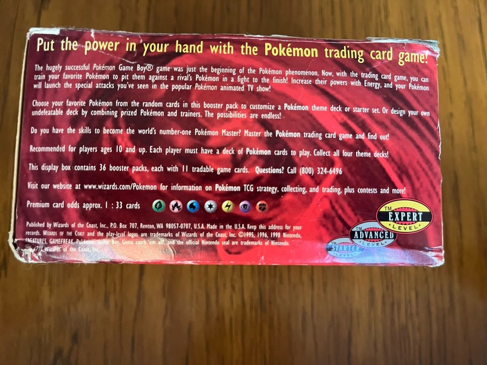 Pokemon Base Set Shadowless Booster Box EMPTY WOTC 1999 Vintage For ...