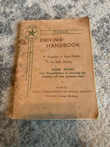 RARE Vintage 1956 Texas Driving Handbook fr Texas Dept. of Public ...