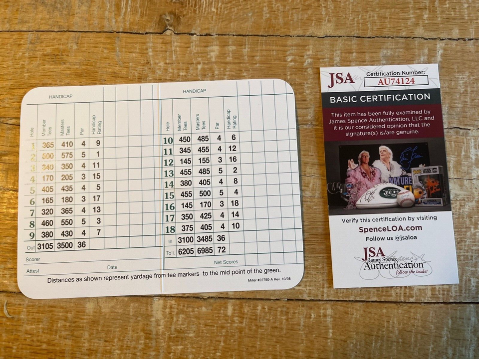 Cam Young Signed Masters Golf Augusta National Golf Club Scorecard JSA ...
