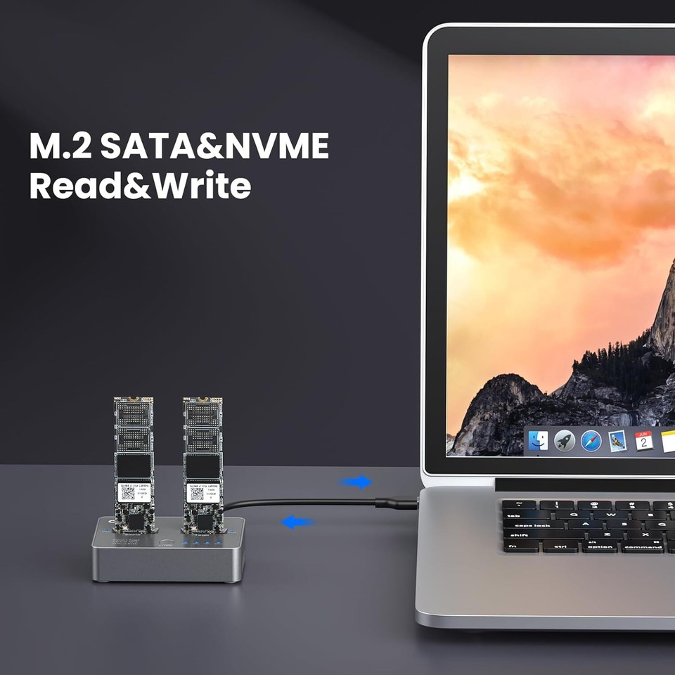 Dual-Bay Offline Clone M.2 NVME/SATA SSD Cloner M.2 NVME/SATA ...