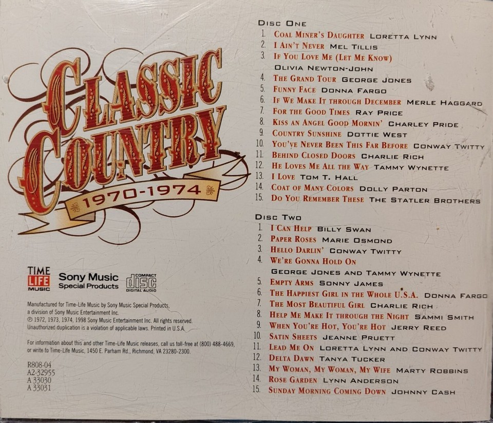 Classic Country : 1970-1974 Various Artist 2 Disc Set - Audio CD ...