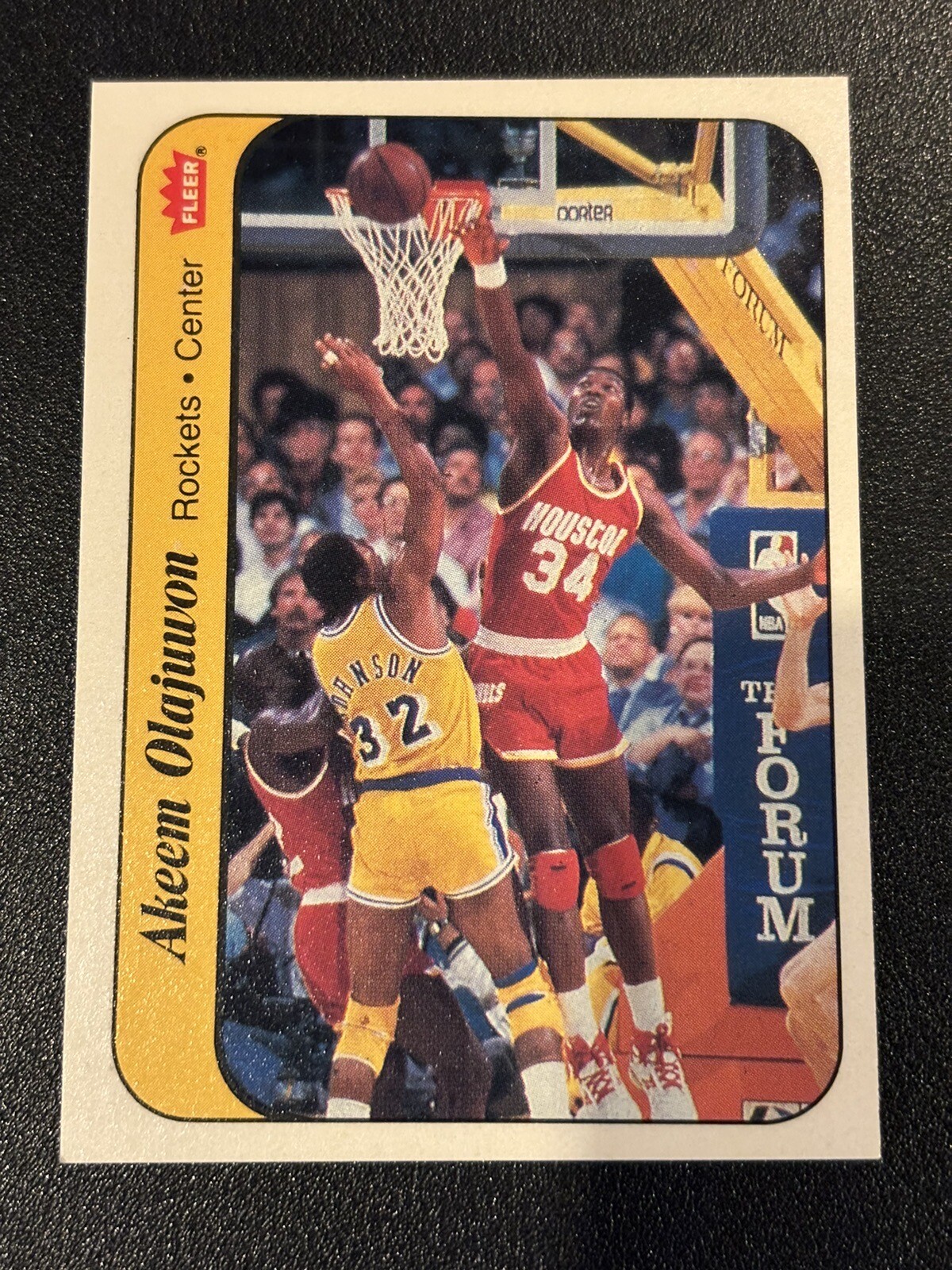1986-87 Fleer Sticker Hakeem Olajuwon Rookie Card! Hall of Famer ...