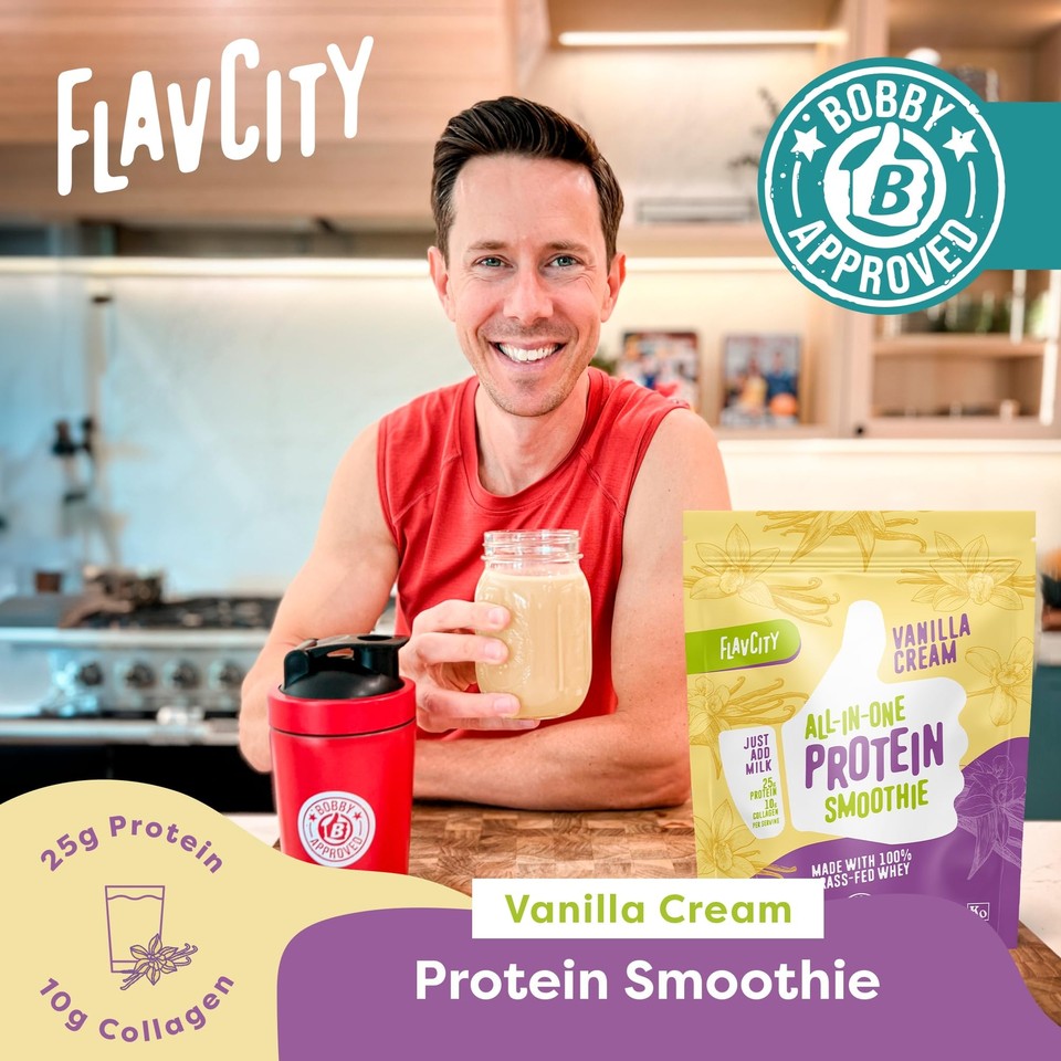 FlavCity Protein Powder Smoothie Vanilla - 100% Grass-Fed Whey Protein ...