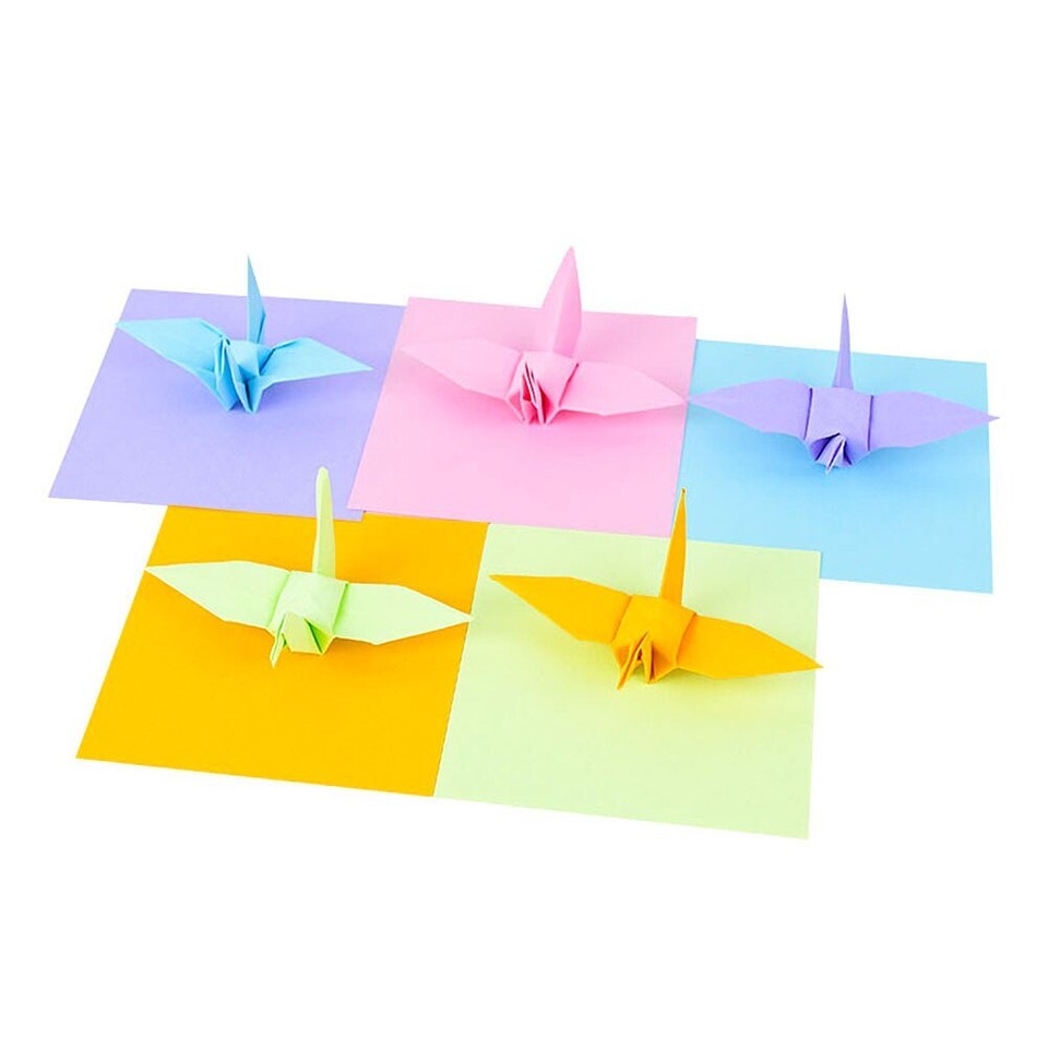 Origami Folding Paper Assorted Size Vivid Colored DIY Art Flower Bird ...