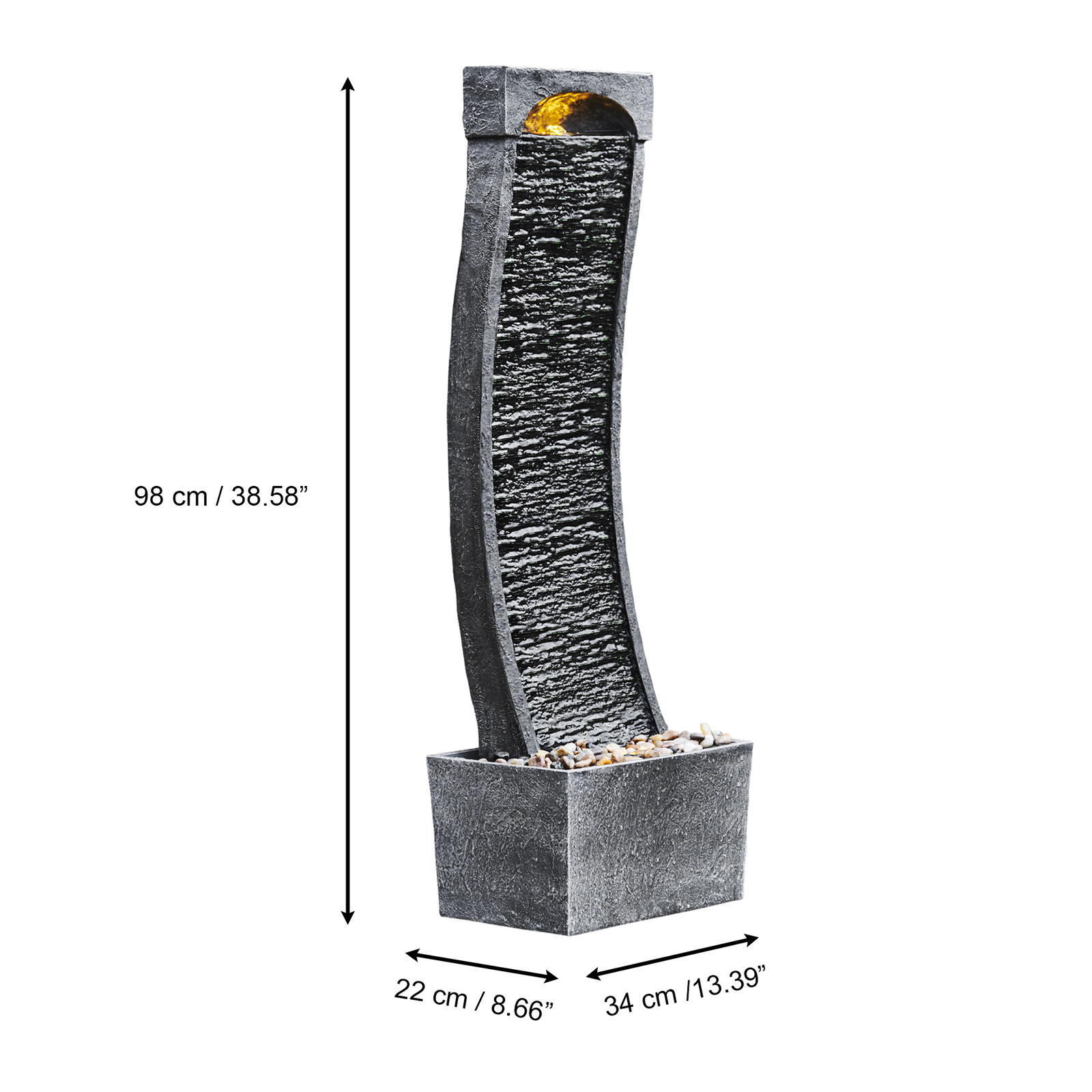 Peaktop Stone 38" Straight Waterfall Fountain - Charcoal Grey for sale ...