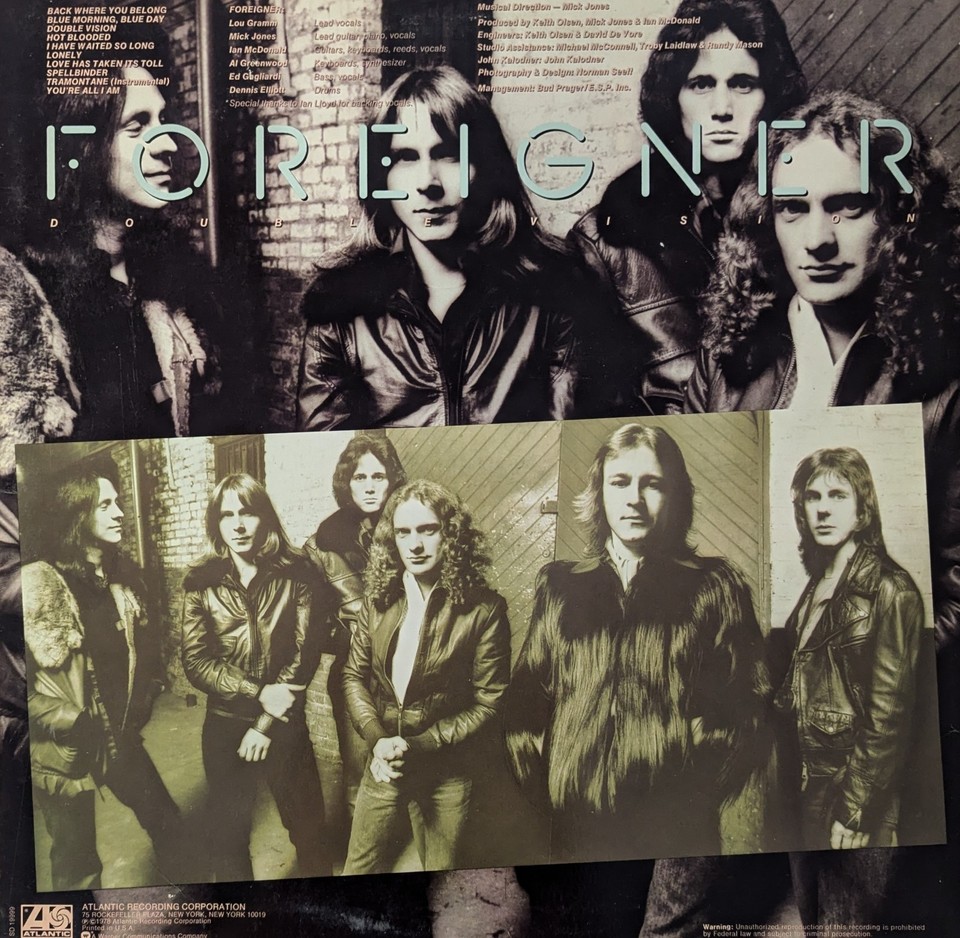 Foreigner - Double Vision - 1978 Atlantic SD 19999 Rock Vinyl LP Record ...