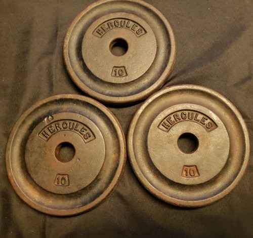 Vintage 3 Hercules 10 LB Standard 1" Weight Plates 30 Lbs Total | eBay